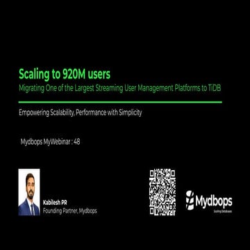 Scaling to 920M Users: MySQL to TiDB Migration Case Study | Zero ...