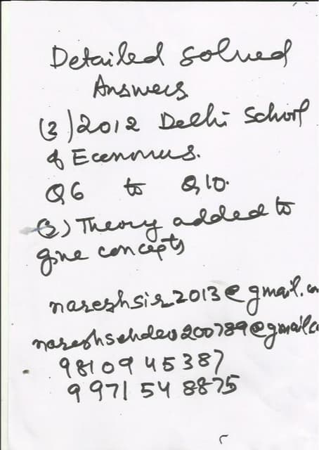 Detailed Solutions 2012 Q Paper Dse Delhi School Economics Q 6 To Q 10