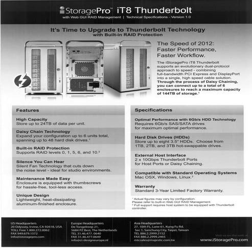iStoragePro Thunderbolt Raid Desktop 8Bay | PDF