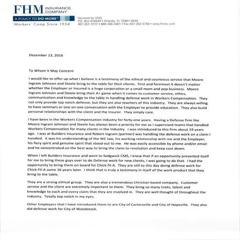 MIJS Recommendation Letter from FHM Insurance Company | PDF