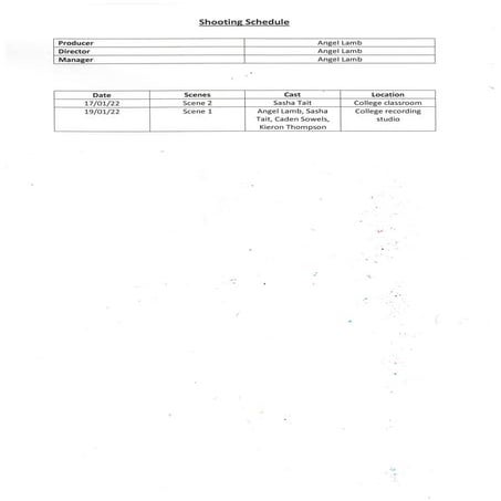 Shooting Schedule | PDF