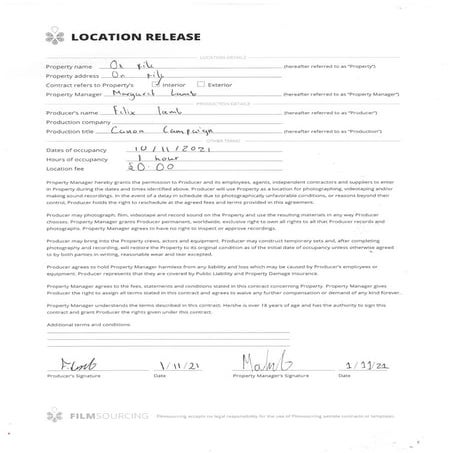 Location Release/Scouting | PDF