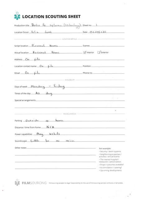 Location Release/Scouting | PDF