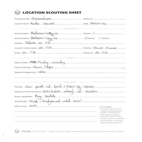 Location Scouting Forms | PDF