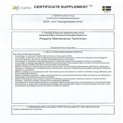 Certificate Property Maintenance Technician | PDF