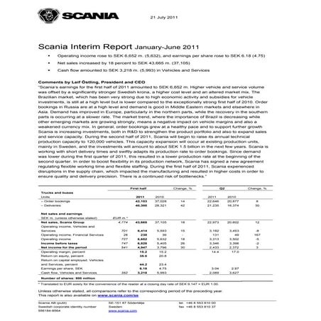 Scania Interim Report, January–March 2016 | PDF