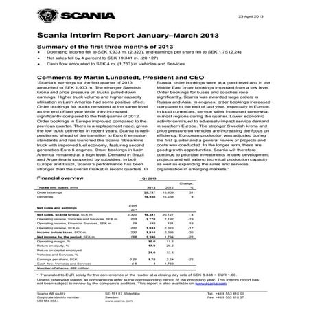 Scania Year-end Report 2013 | PDF