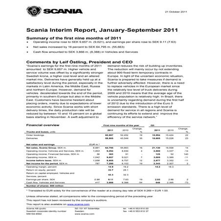 Scania Interim Report January-September 2011 | PDF