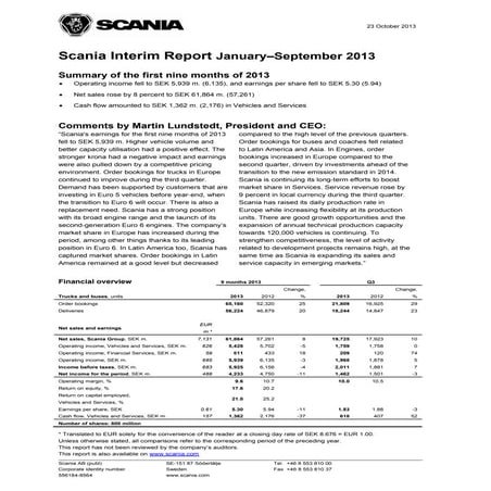 Scania Year-end Report 2013 | PDF