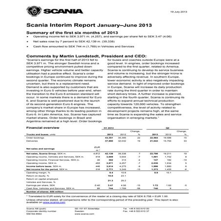 Scania Interim Report, January–March 2016 | PDF
