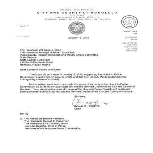Honolulu Police Commission letter | PDF