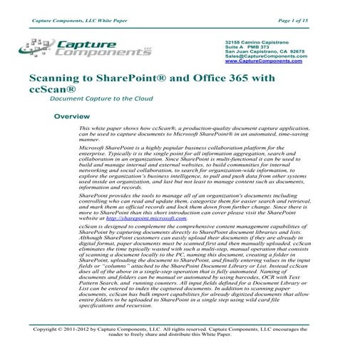 Scan, Import, and Automatically File documents to SharePoint with ccScan | PDF | Desktop ...