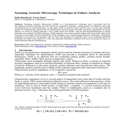 Scanning acoustic microscopy microelectronics Failure analysis - counterfeit - delamination ...