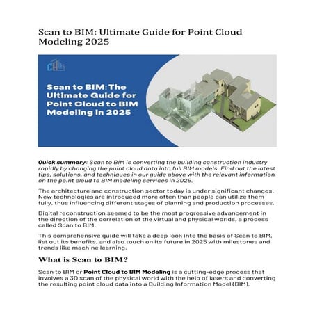 Scan to BIM: Ultimate Guide for Point Cloud Modeling 2025 | PDF