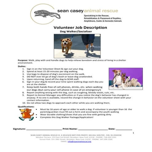 DOG WALKER VOLUNTEER PACKAGE | PDF