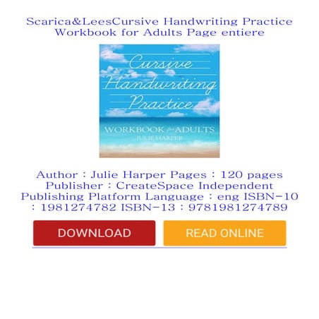 Scarica&Lees Cursive Handwriting Practice Workbook for Adults Page ...