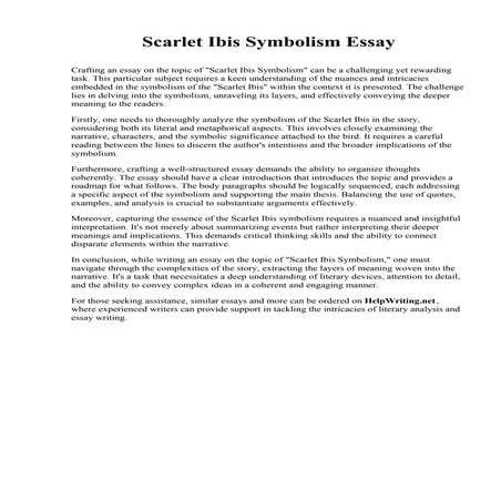 Scarlet Ibis Symbolism Essay. University of Mobile | PDF