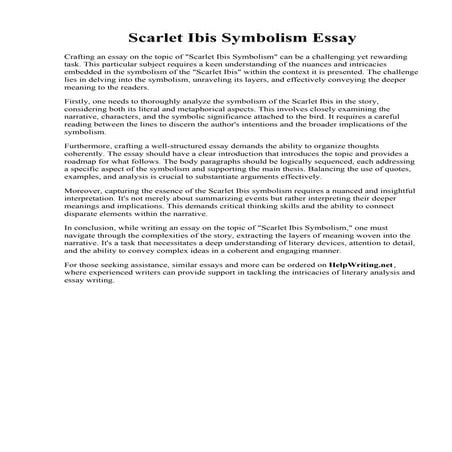 Scarlet Ibis Symbolism Essay. Unit 4 The Scarlet Ibis Intro and ...