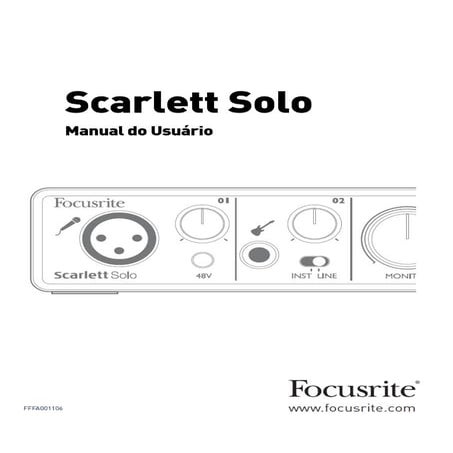 Manual da Interface de Áudio FOCUSRITE Scarlett Solo | PDF