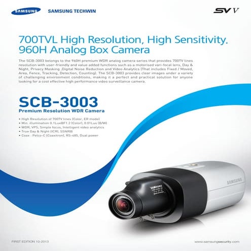 Samsung Techwin SCB-3003 Data Sheet | PDF
