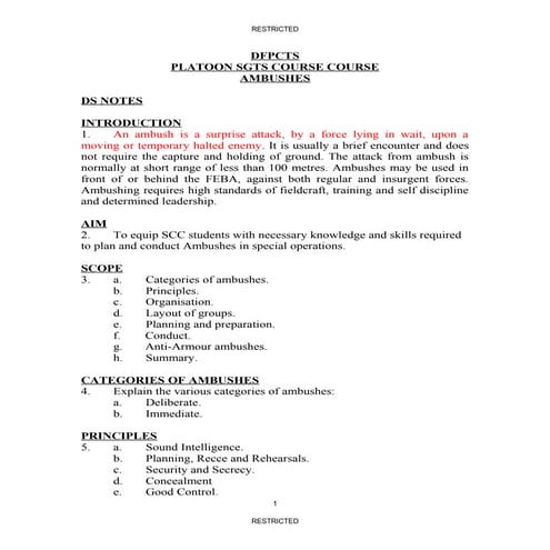 Scc ambush ds notes (revised) | DOC