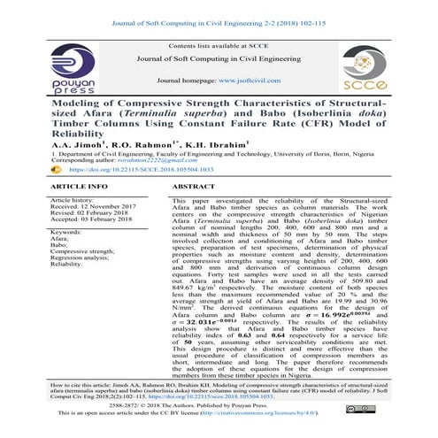 Modeling of Compressive Strength Characteristics of Structural-sized ...