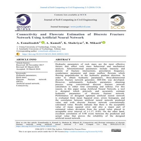 Connectivity and Flowrate Estimation of Discrete Fracture Network Using Artificial Neural ...