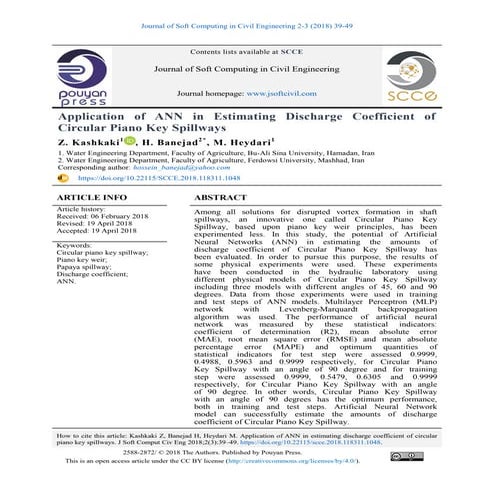 Application of ANN in Estimating Discharge Coefficient of Circular ...