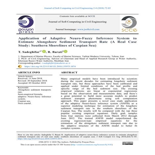 Application of Adaptive Neuro-Fuzzy Inference System to Estimate Alongshore Sediment Transport ...