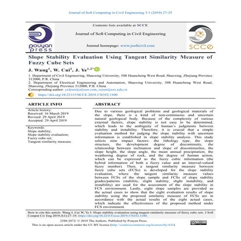 Slope Stability Evaluation Using Tangent Similarity Measure of Fuzzy ...