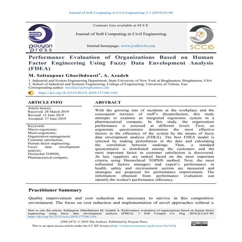 Performance Evaluation of Organizations Based on Human Factor Engineering Using Fuzzy Data ...