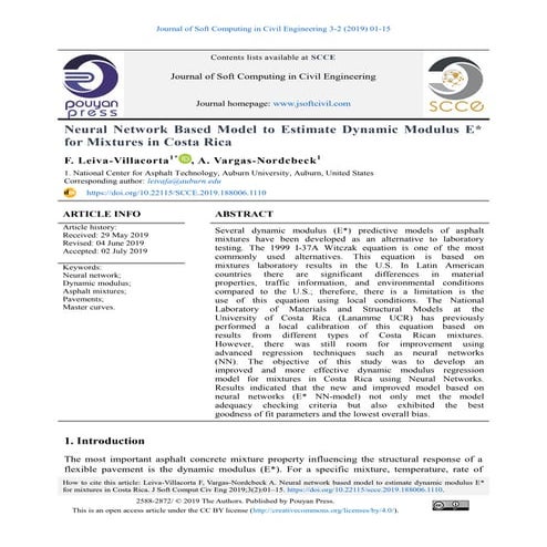 Neural Network Based Model to Estimate Dynamic Modulus E* for Mixtures in Costa Rica | PDF