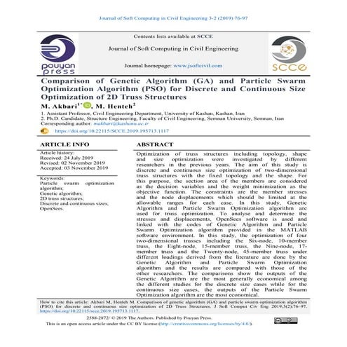 Comparison Of Genetic Algorithm Ga And Particle Swarm Optimization