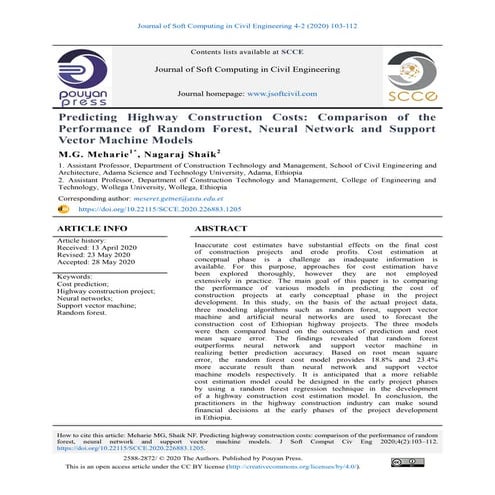 Predicting Highway Construction Costs: Comparison of the Performance of ...