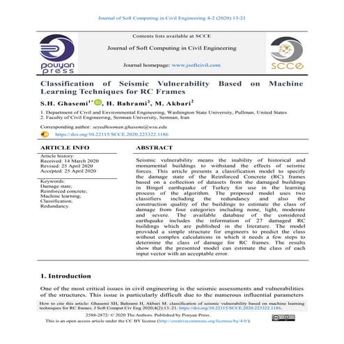 Classification of Seismic Vulnerability Based on Machine Learning ...
