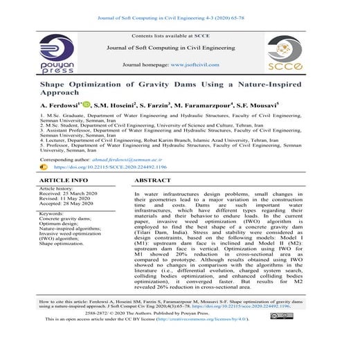 Shape Optimization of Gravity Dams Using a Nature-Inspired Approach | PDF