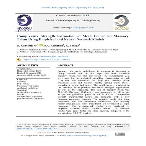 Compressive Strength Estimation of Mesh Embedded Masonry Prism Using ...