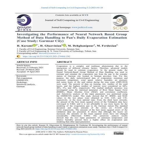 Investigating The Performance Of Neural Network Based Group Method Of Data Handling To Pans