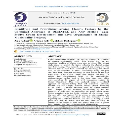 Identifying and Prioritizing Arising Claim's Factors by the Combined ...