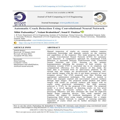 Automatic Crack Detection Using Convolutional Neural Network | PDF