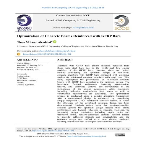 Optimization of Concrete Beams Reinforced with GFRP Bars | PDF
