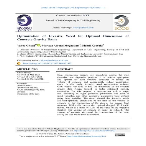 Optimization of Invasive Weed for Optimal Dimensions of Concrete Gravity Dams | PDF