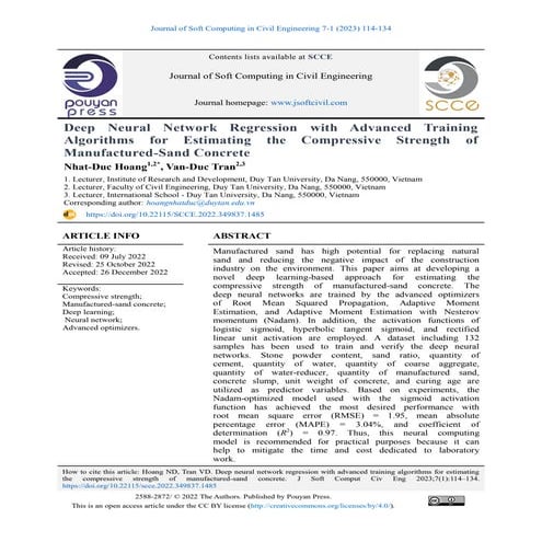 Deep Neural Network Regression With Advanced Training Algorithms For Estimating The Compressive