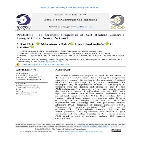 Predicting The Strength Properties of Self Healing Concrete Using Artificial Neural Network | PDF