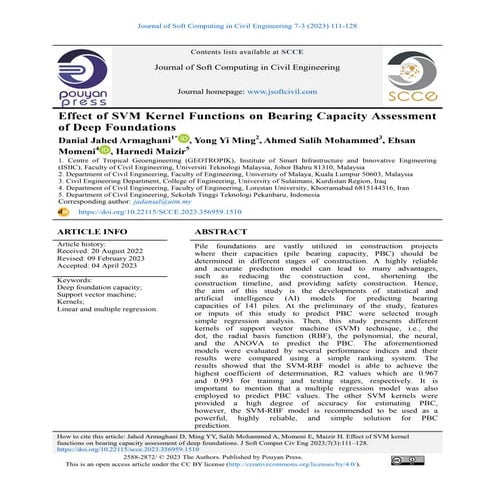 Effect of SVM Kernel Functions on Bearing Capacity Assessment of Deep Foundations | PDF