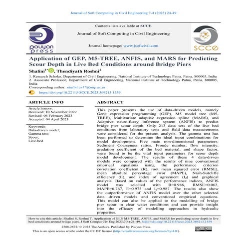 Application of GEP, M5-TREE, ANFIS, and MARS for Predicting Scour Depth in Live Bed Conditions ...