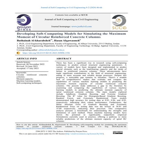 Developing Soft-Computing Models for Simulating the Maximum Moment of Circular Reinforced ...