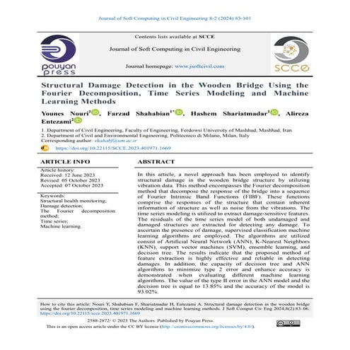 Structural Damage Detection in the Wooden Bridge Using the Fourier ...