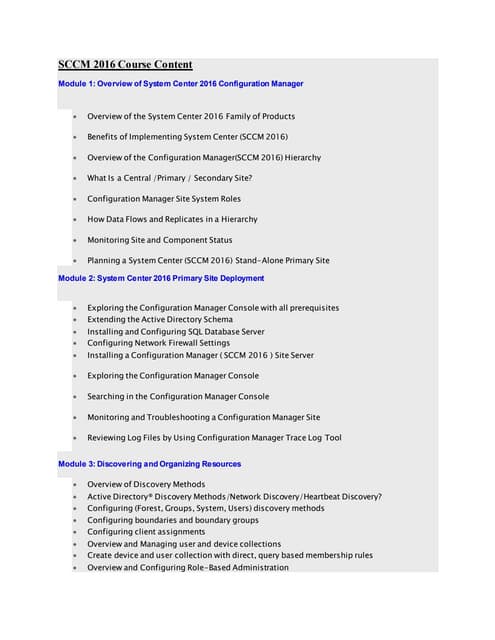 Sccm online training | PDF