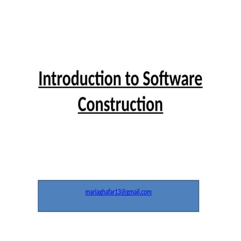 intro Software Development and Construtions | PPT